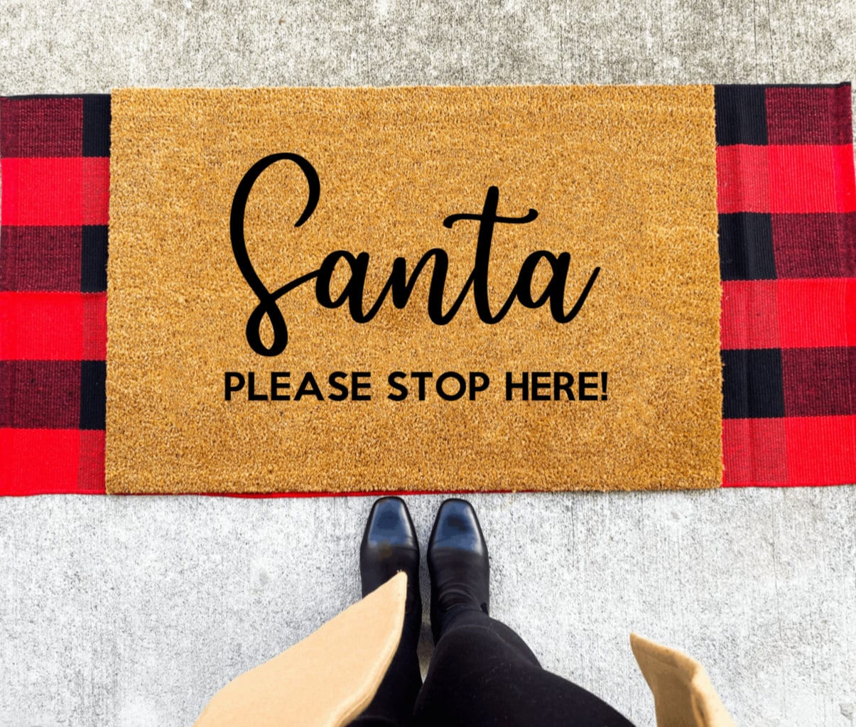 Santa Please Stop Here Door Mat Custom Door Mat Christmas - Etsy UK
