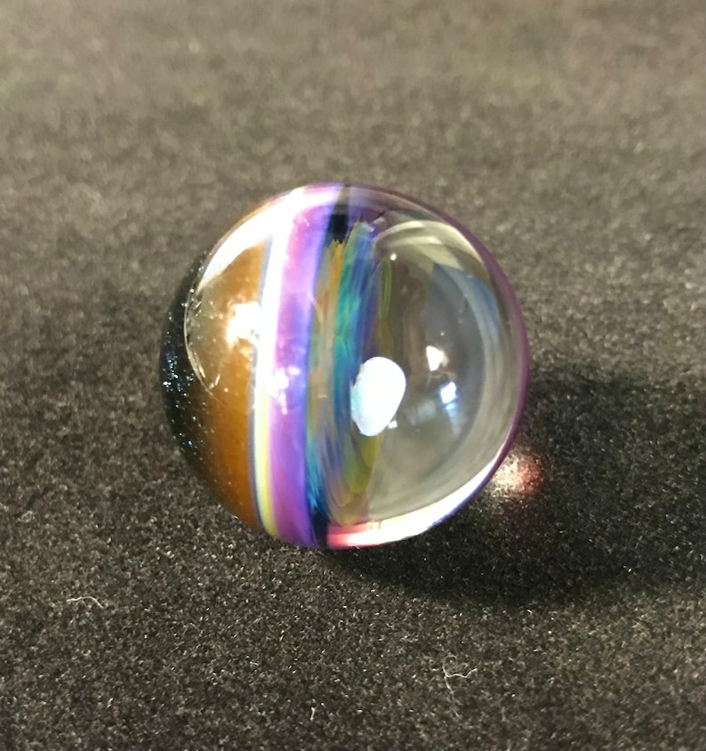 Gold and Silver Fume Borosilicate Glass Art Marble With Encased White ...