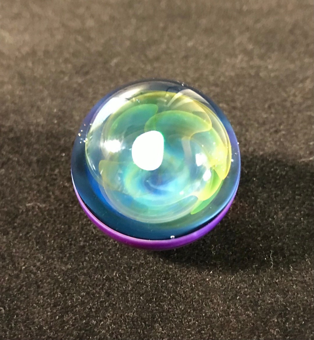 Gold and Silver Fume Borosilicate Glass Art Marble With Encased White ...