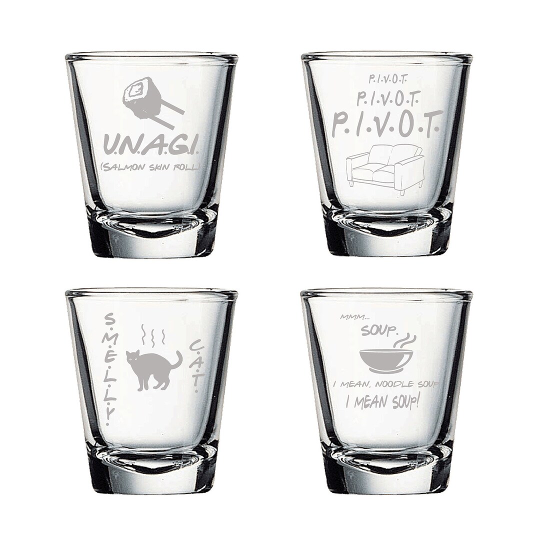Friends Shot Glasses: Friends TV Show Gift Set of 4 Engraved Friends ...