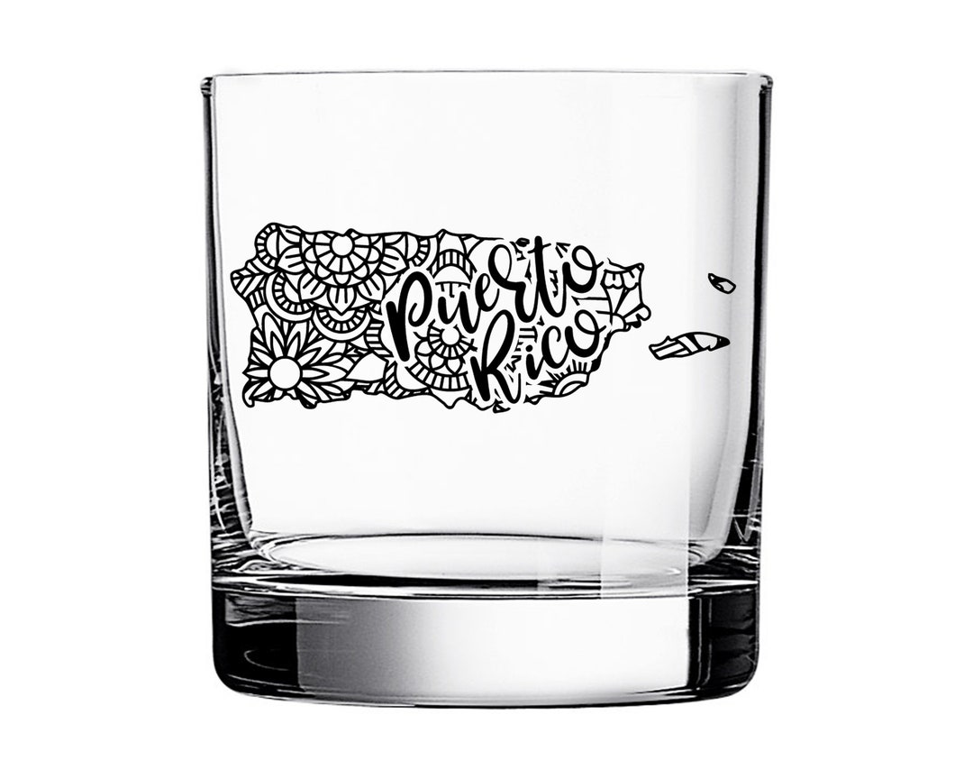Puerto Rico Gift Whiskey Rum Rocks Glass: Puerto Rico Mandala Island ...