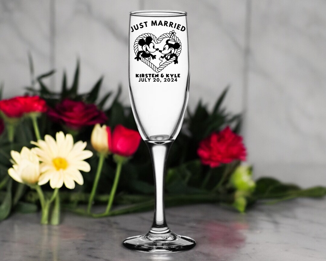 Mickey and Minnie Just Married Toasting Flutes, Mickey & Minnie ...