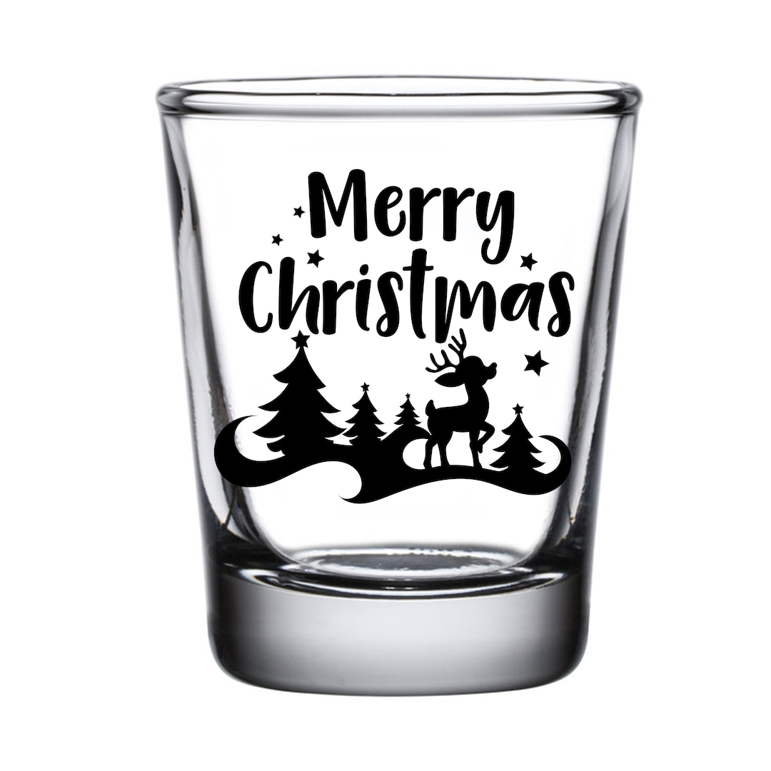 Christmas Shot Glass, Christmas Party Favor, Merry Christmas Reindeer ...