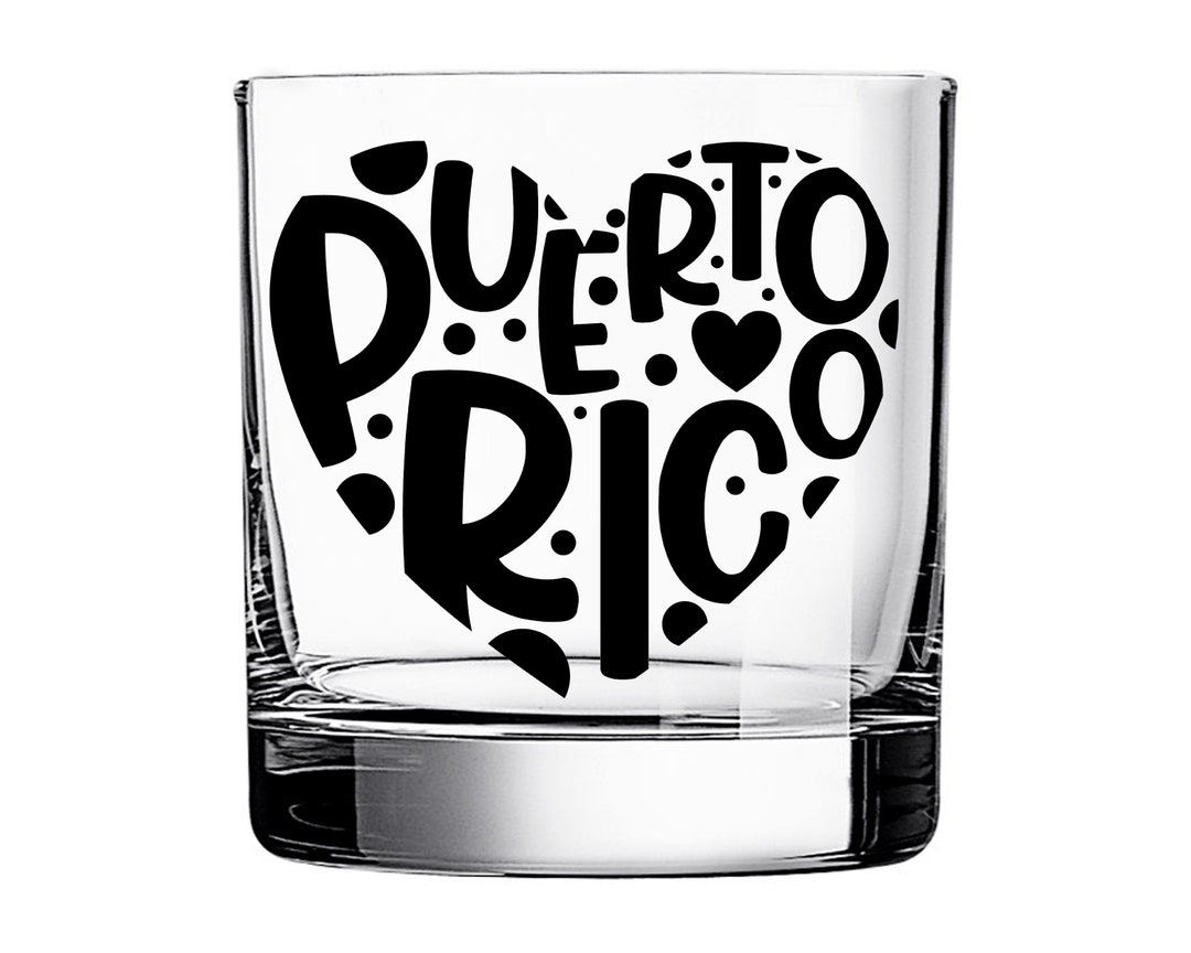 Puerto Rico Gift Rocks Glass: Puerto Rico Heart, Puerto Rican Gifts ...