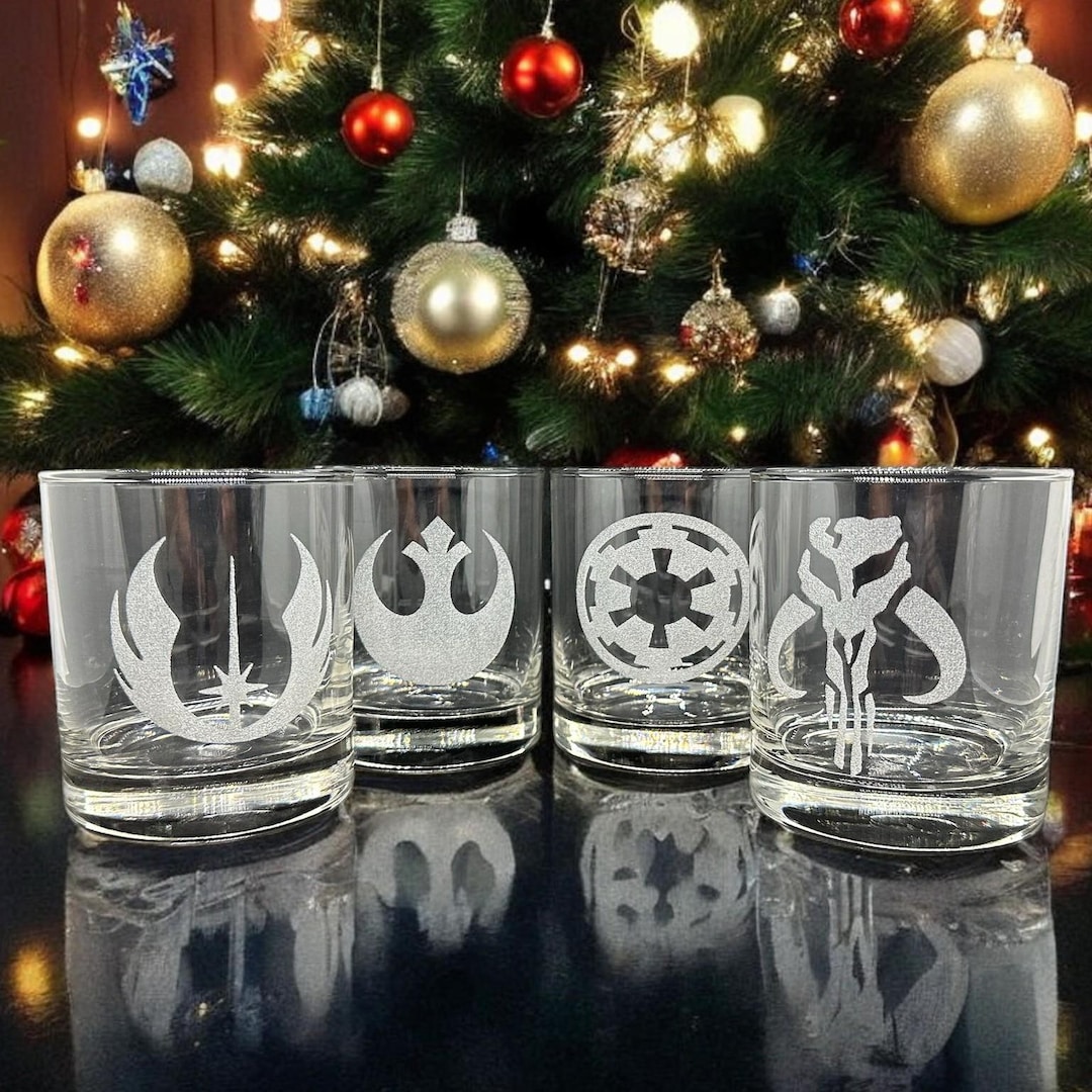 Star Wars Whiskey Glass Set - Engraved Mandalorian, Jedi, Rebel ...