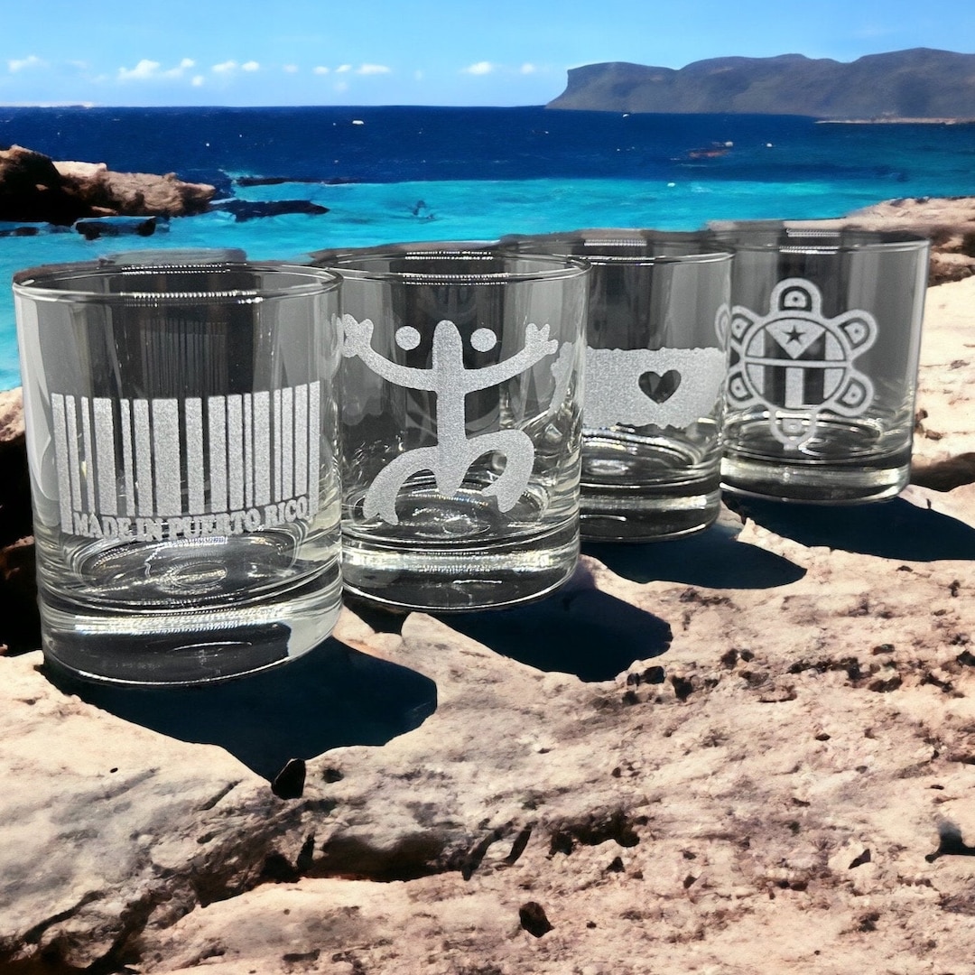 Puerto Rico Gift Rum Glass Set of 4: Coqui, Made in Puerto Rico, Puerto ...