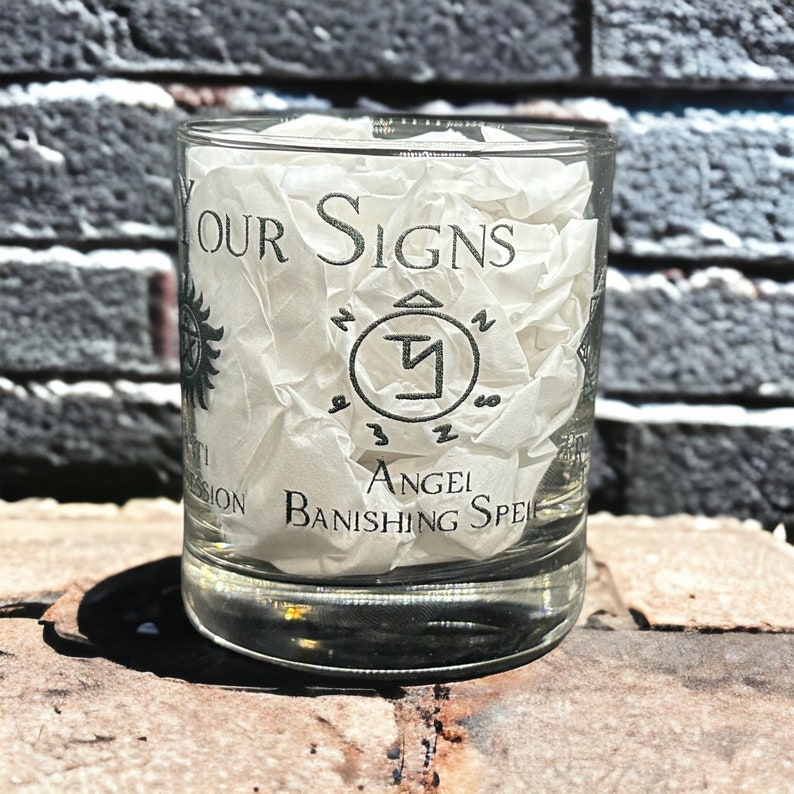 Supernatural Gift SPN Engraved Rock Glass Wrap-around Design Know Your ...