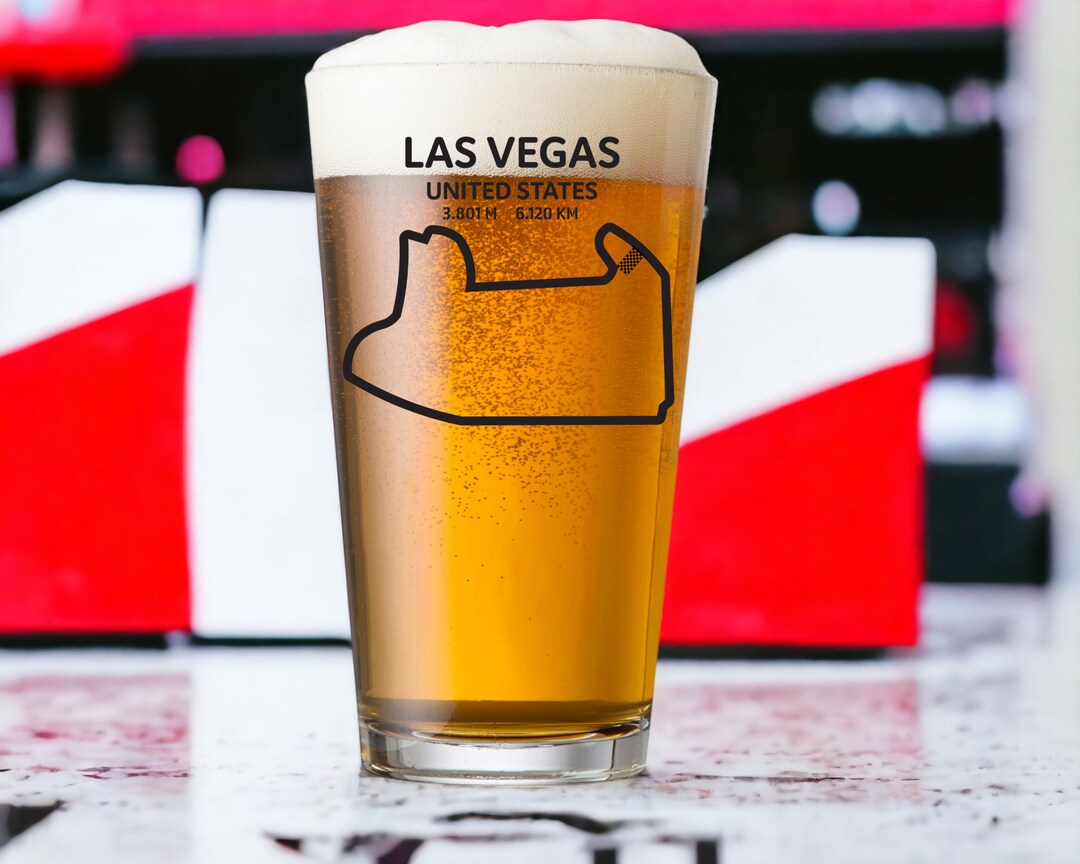 Formula 1 Gifts La Vegas Grand Prix Beer Glass, ENGRAVED F1 Race Track ...