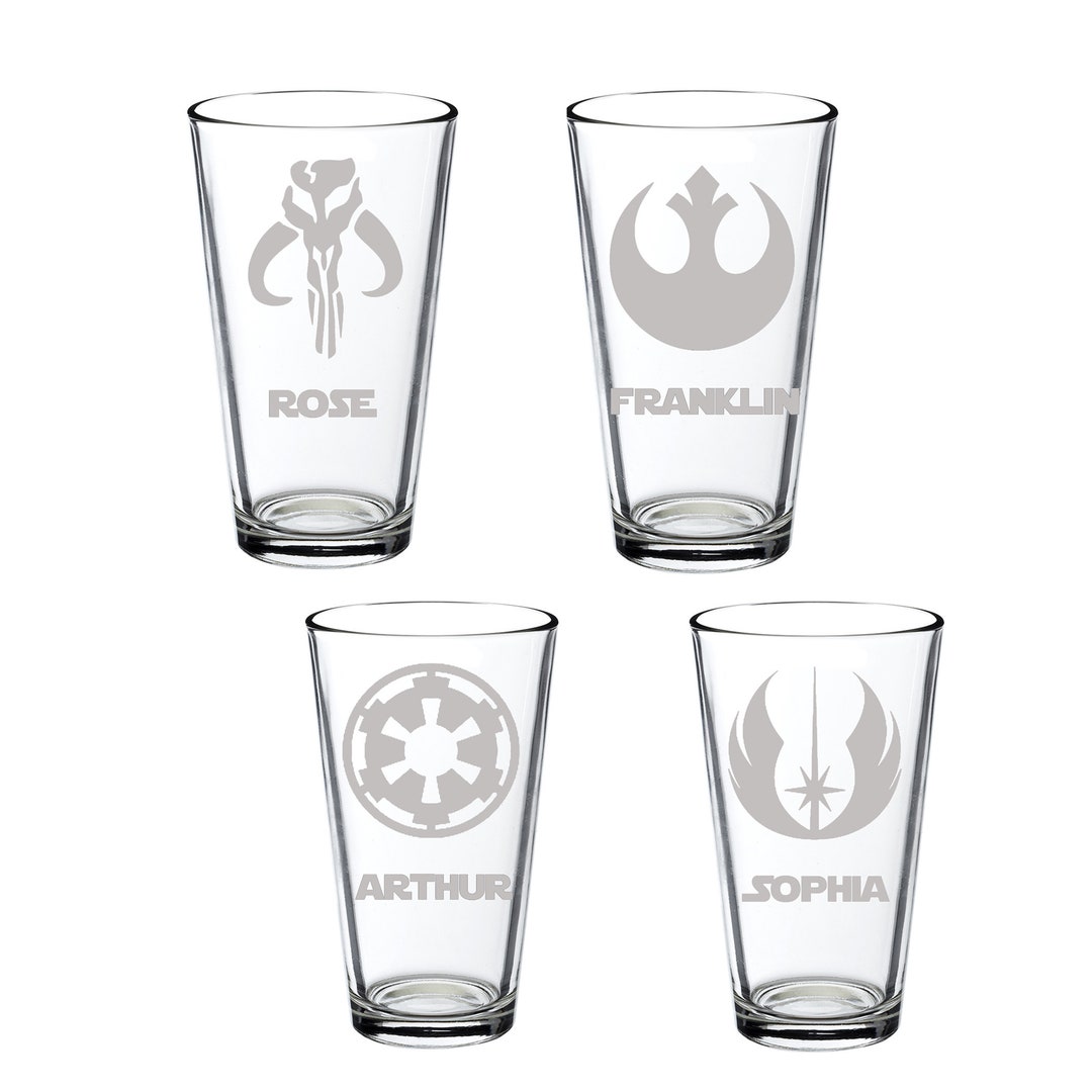 Personalized Star Wars Inspired Pint Glass Set of 4 Rebel, Mandalorian ...