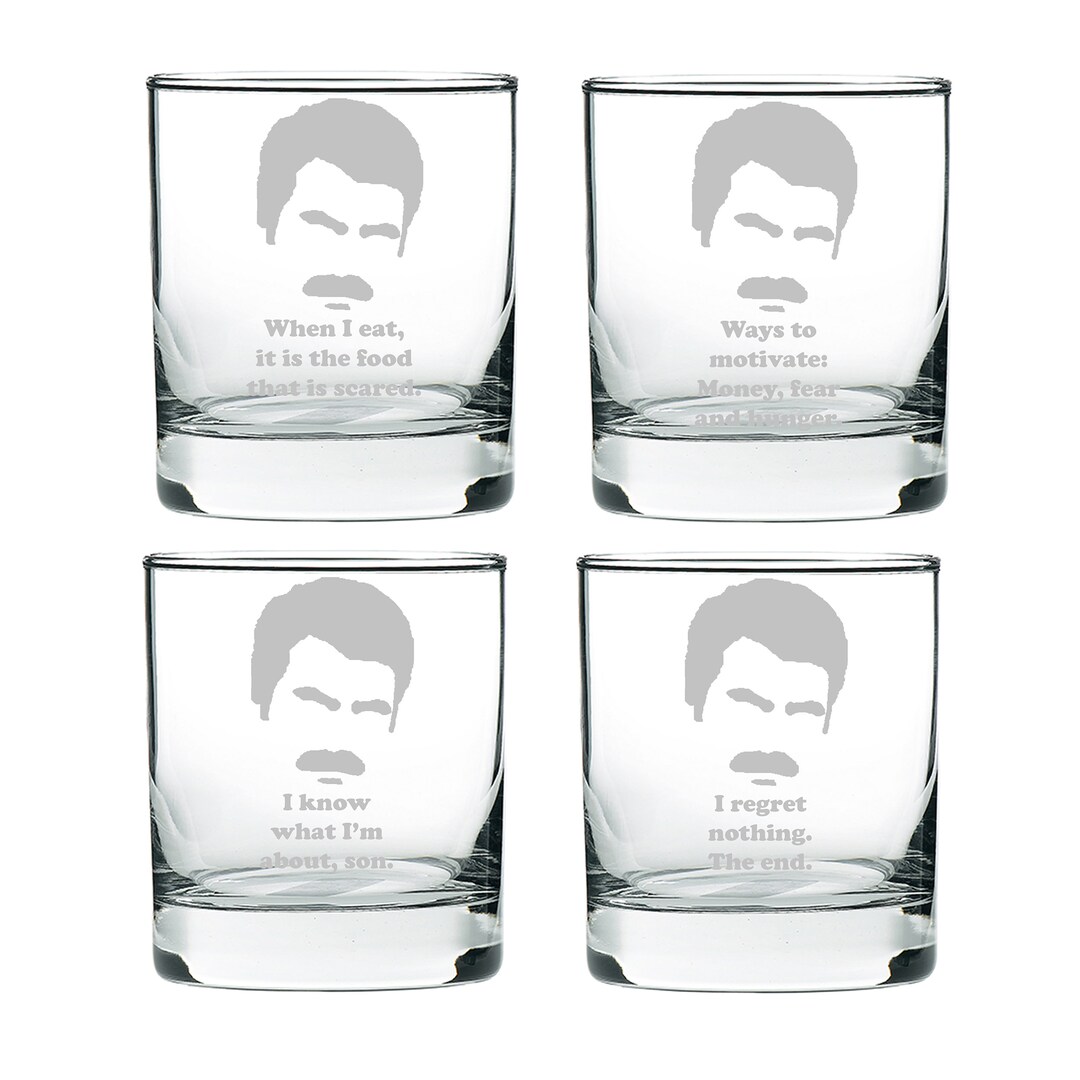 Ron Swanson Whiskey Glasses: Parks and Rec Inspired Engraved Ron ...