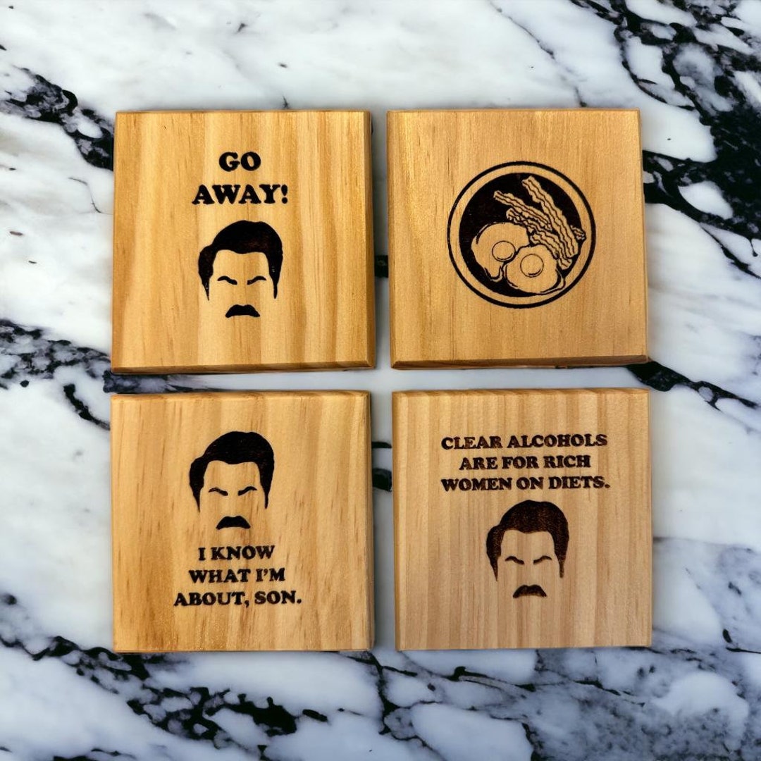 Ron Swanson Coasters Engraved Ron Swanson Gift Set of 4 Real - Etsy