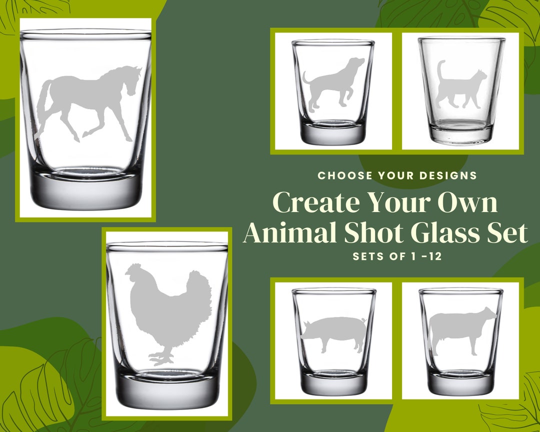 Farm Animal Shot Glasses: Chicken Pig Bull Rooster Dog Vet Tech Gift ...
