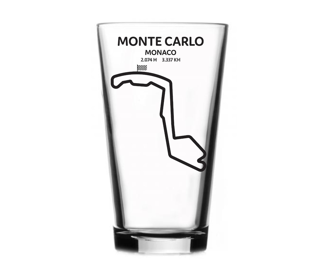 F1 Monte Carlo Circuit Beer Glass, ENGRAVED Formula One Race Track ...