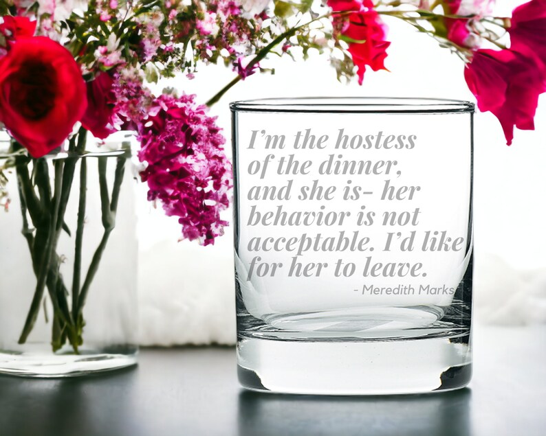 Meredith Marks RHOSLC Funny Quote Rocks Glass Set of TWO Engraved Real ...