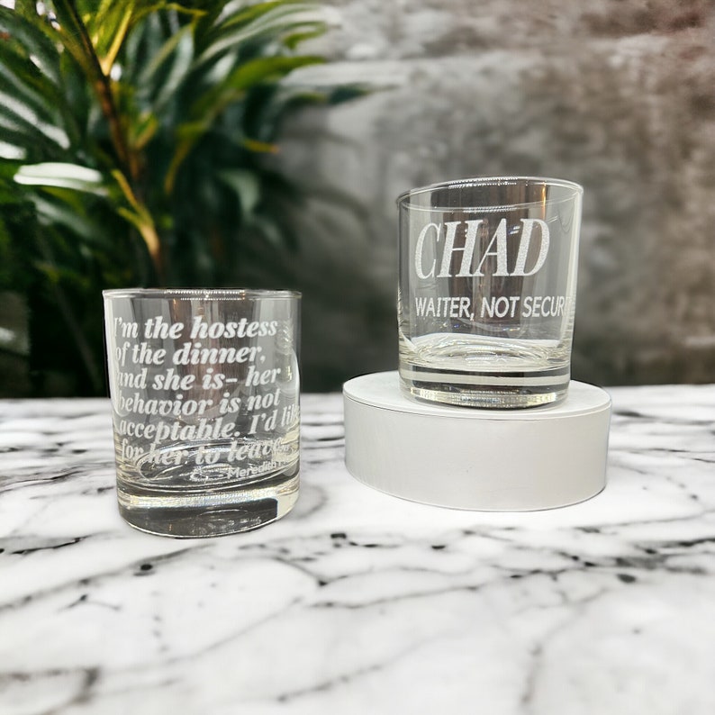 Meredith Marks RHOSLC Funny Quote Rocks Glass Set of TWO Engraved Real ...