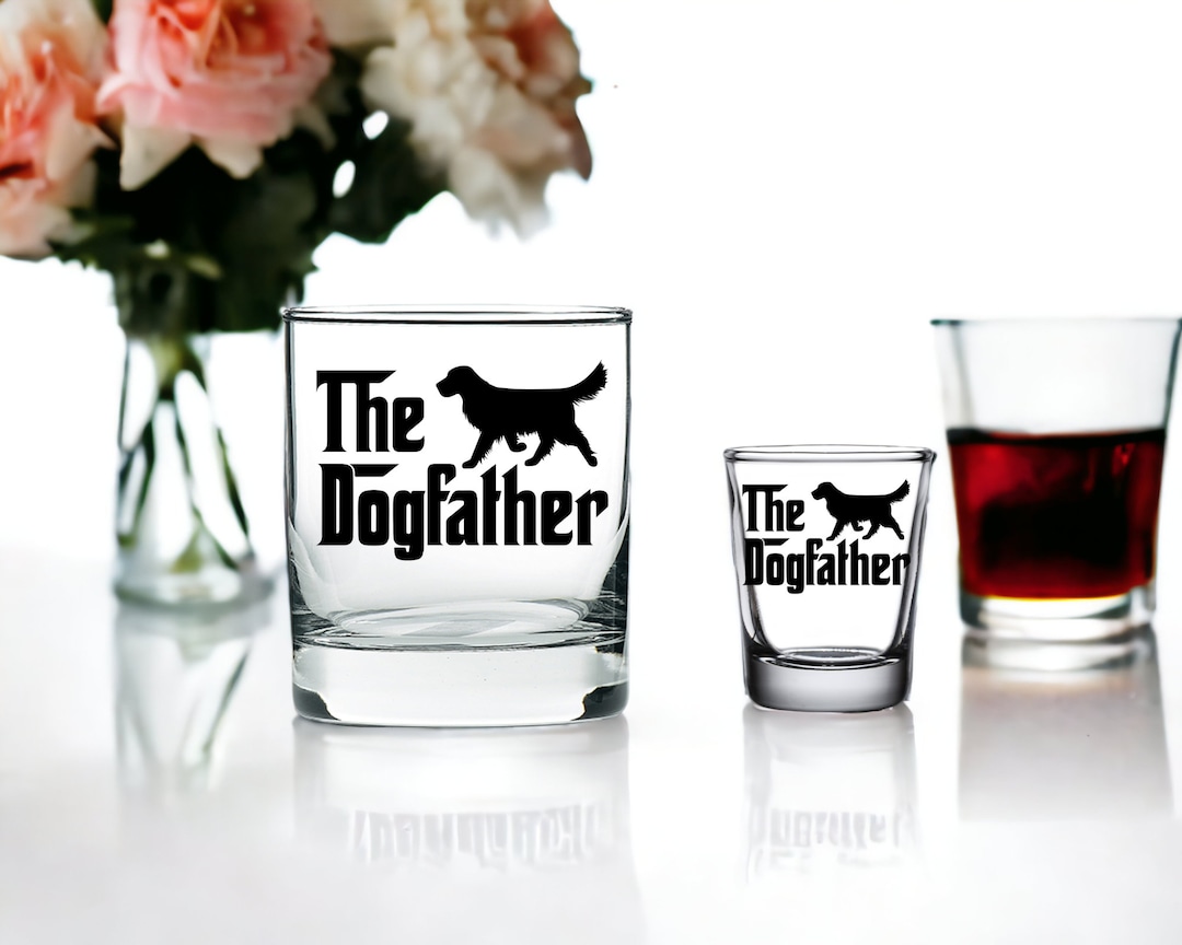 Golden Retriever the Dogfather Whiskey Glass and Shot Glass Set ...