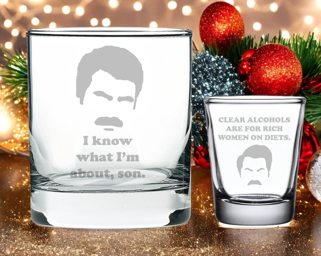 Ron Swanson Gift Set Rocks Glass and Shot Glass, Unique Ron Swanson ...