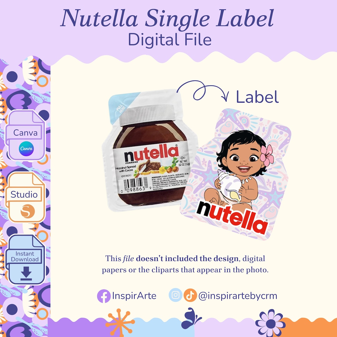Nutella Single Label Digital File – Silhouette Template / Canva Label ...