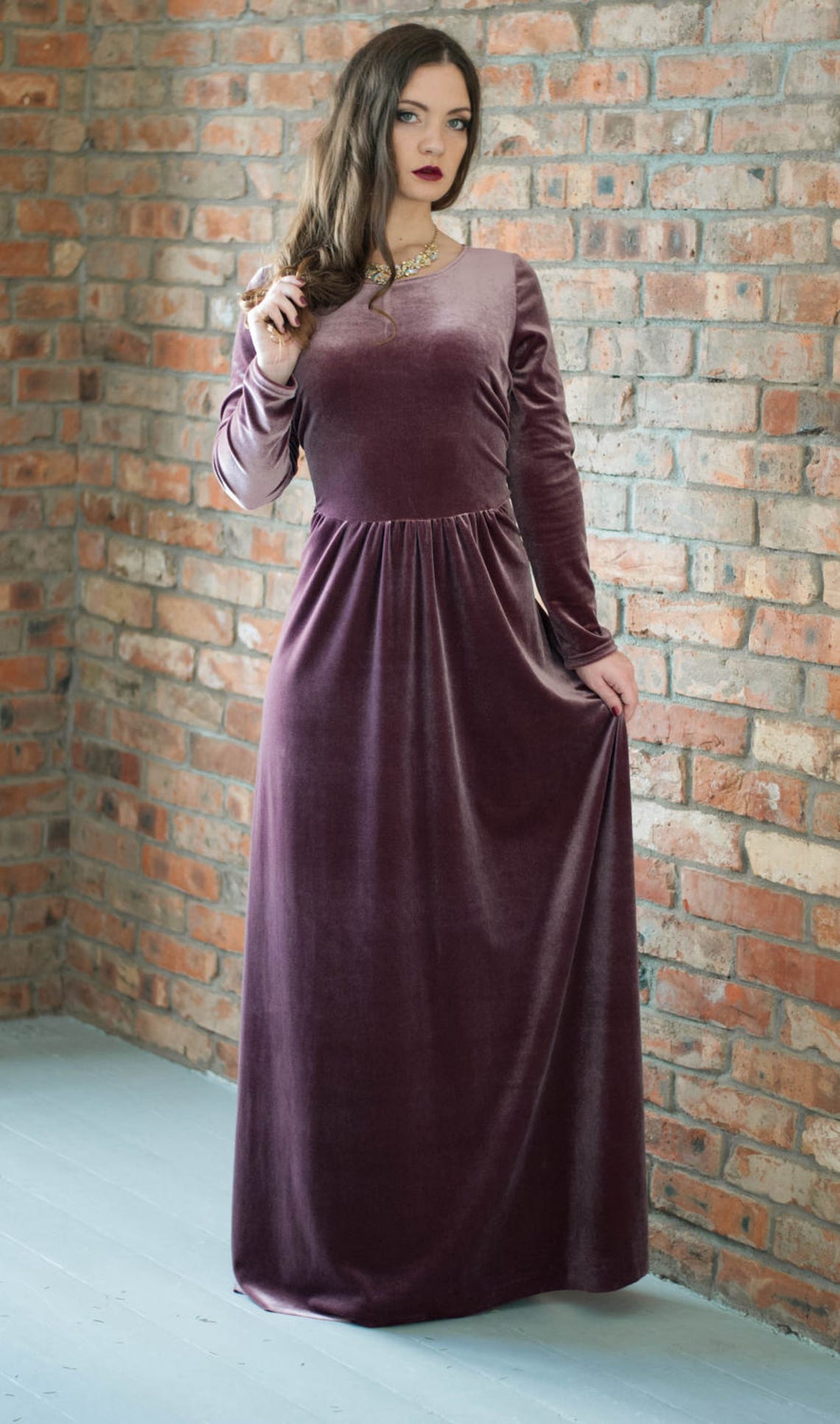 Women's Velvet Dress, Velvet Dresses, Women's Clothing, Long Evening ...
