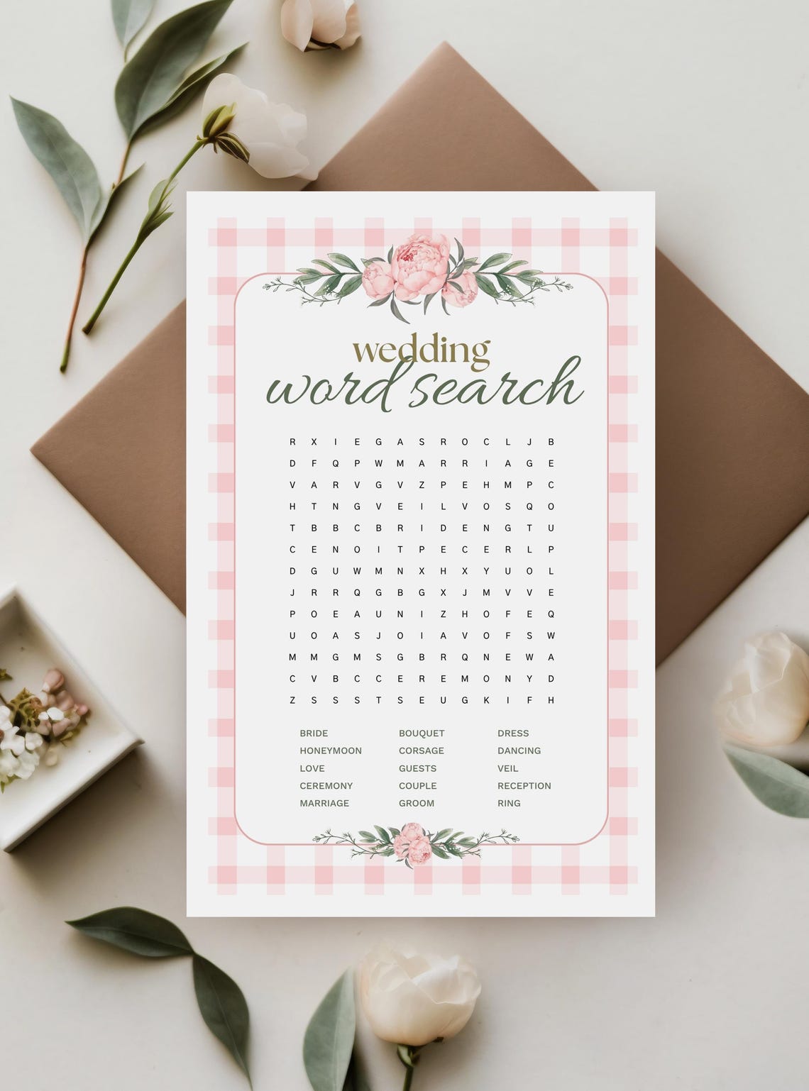 Pink Floral Bridal Shower Game: Printable Word Search (PDF Download) - Etsy