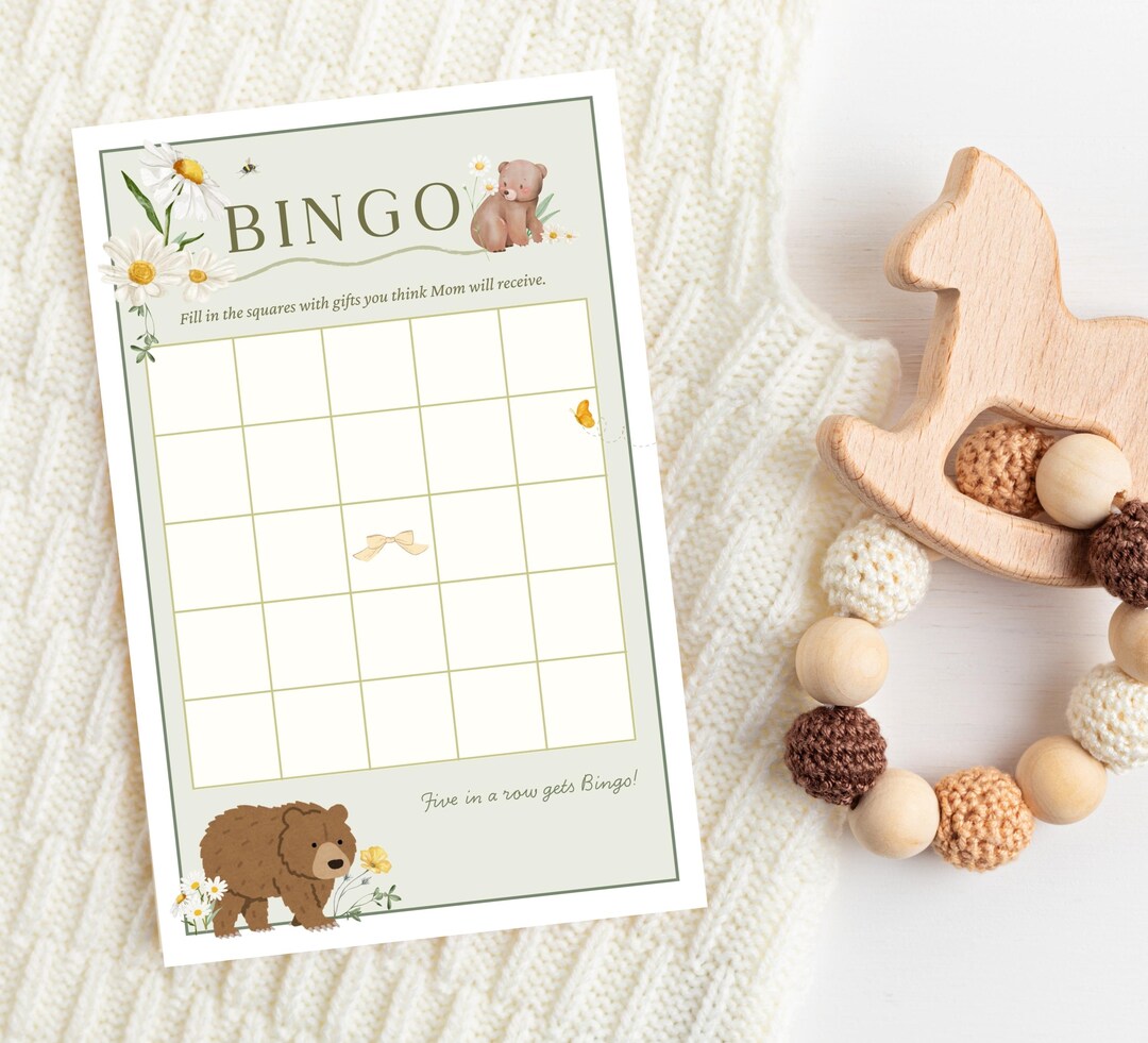 Printable Baby Shower Game, Teddy Bear Bingo Activity, Woodland Forest ...