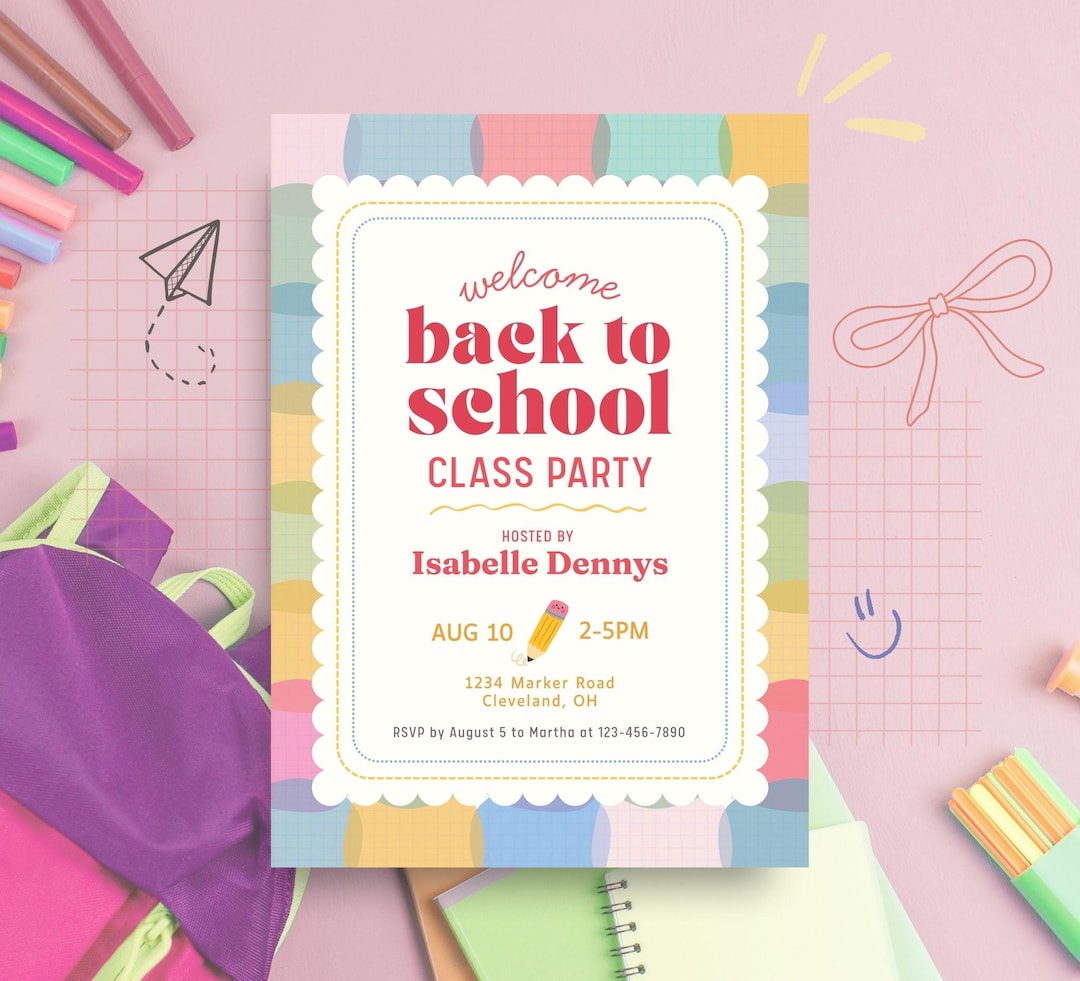 Back to School Party Invitation, Back to School Bash, Editable Back to ...