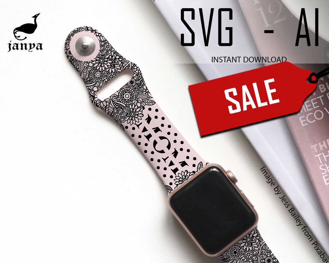 Apple Watch Cut File, Mom Split Monogram Watch Band Svg, Floral Mandala ...
