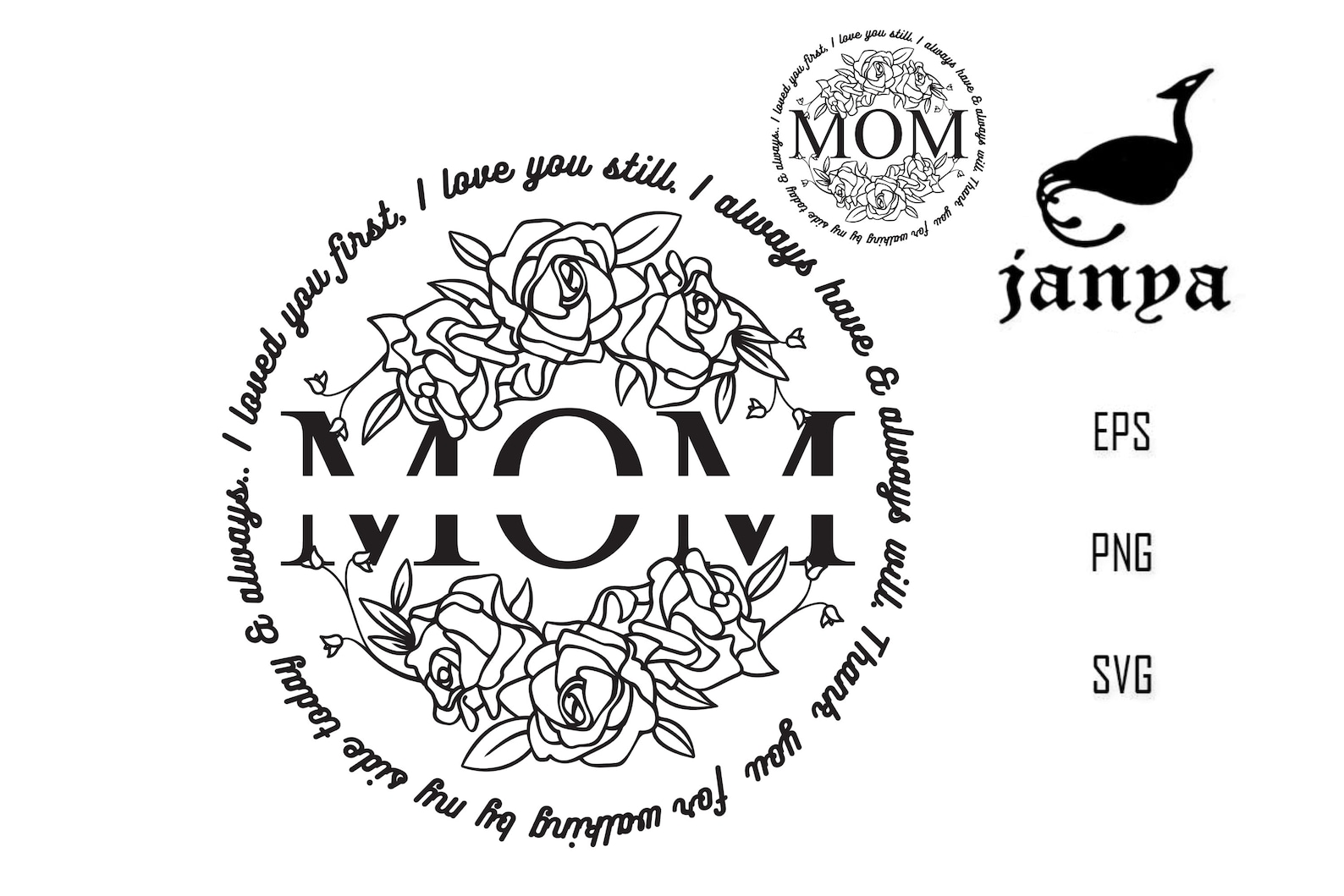 Mom Svg Mothers Day Girl Mom Text on Mom Split Monogram - Etsy
