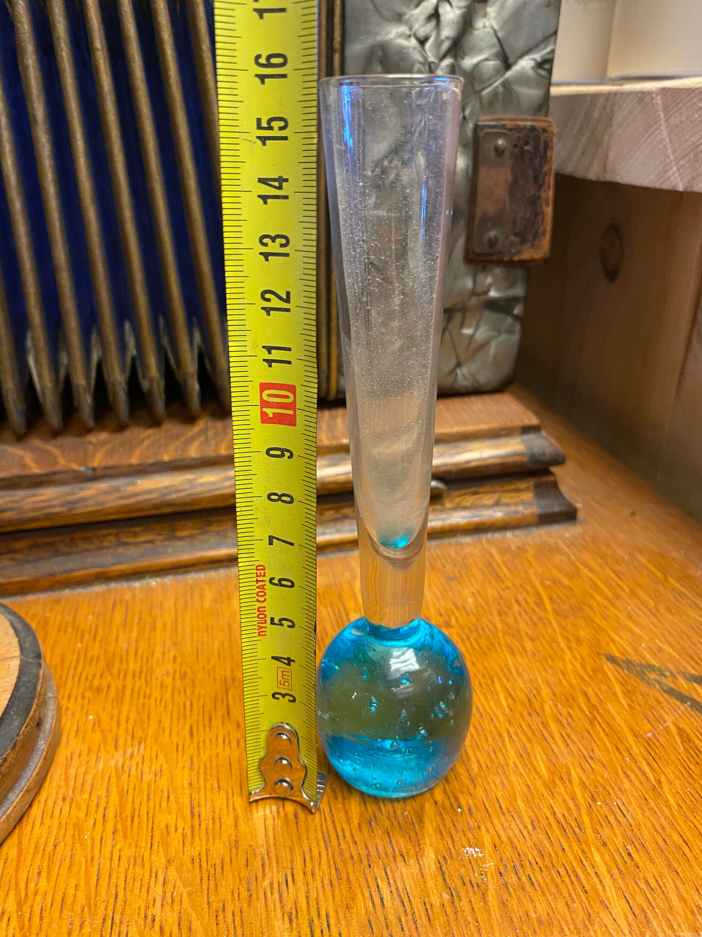Vintage Aqua Blue Based Bud Glass Vase Etsy
