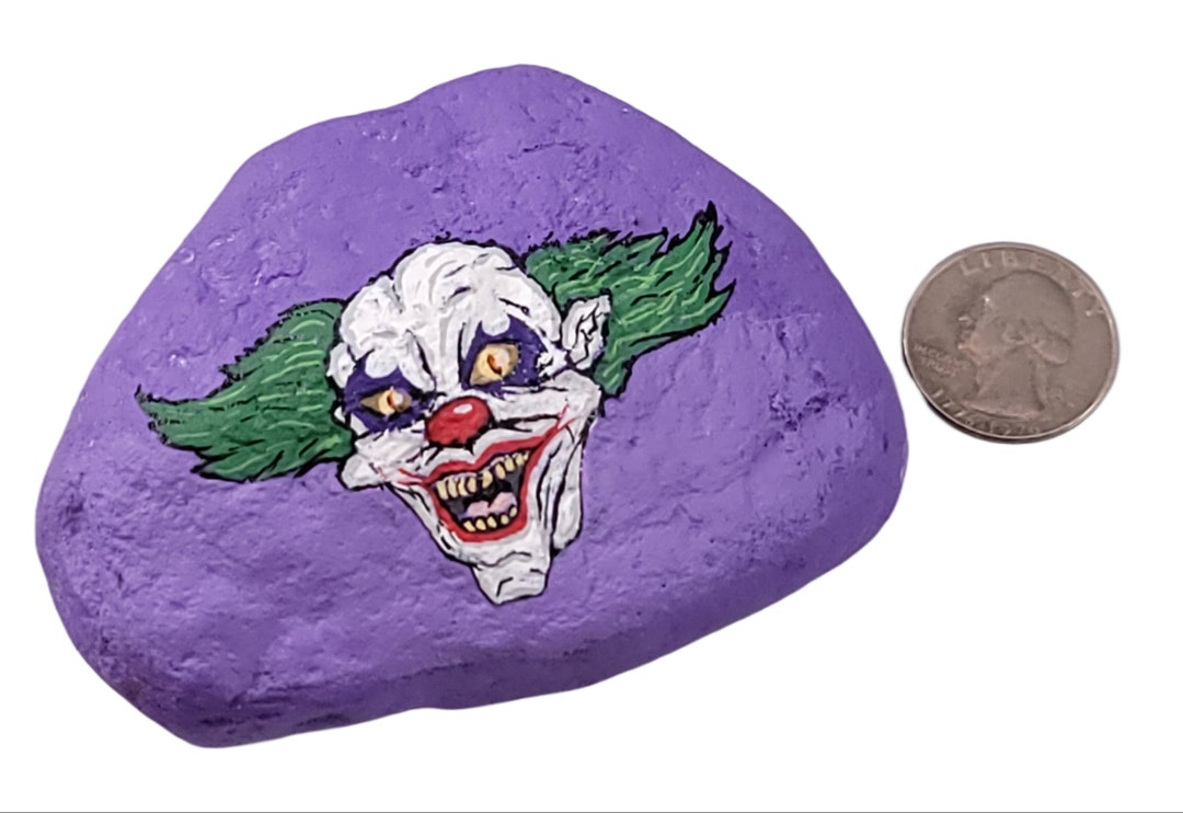 Hand Painted Creepy Clown Rock - Etsy
