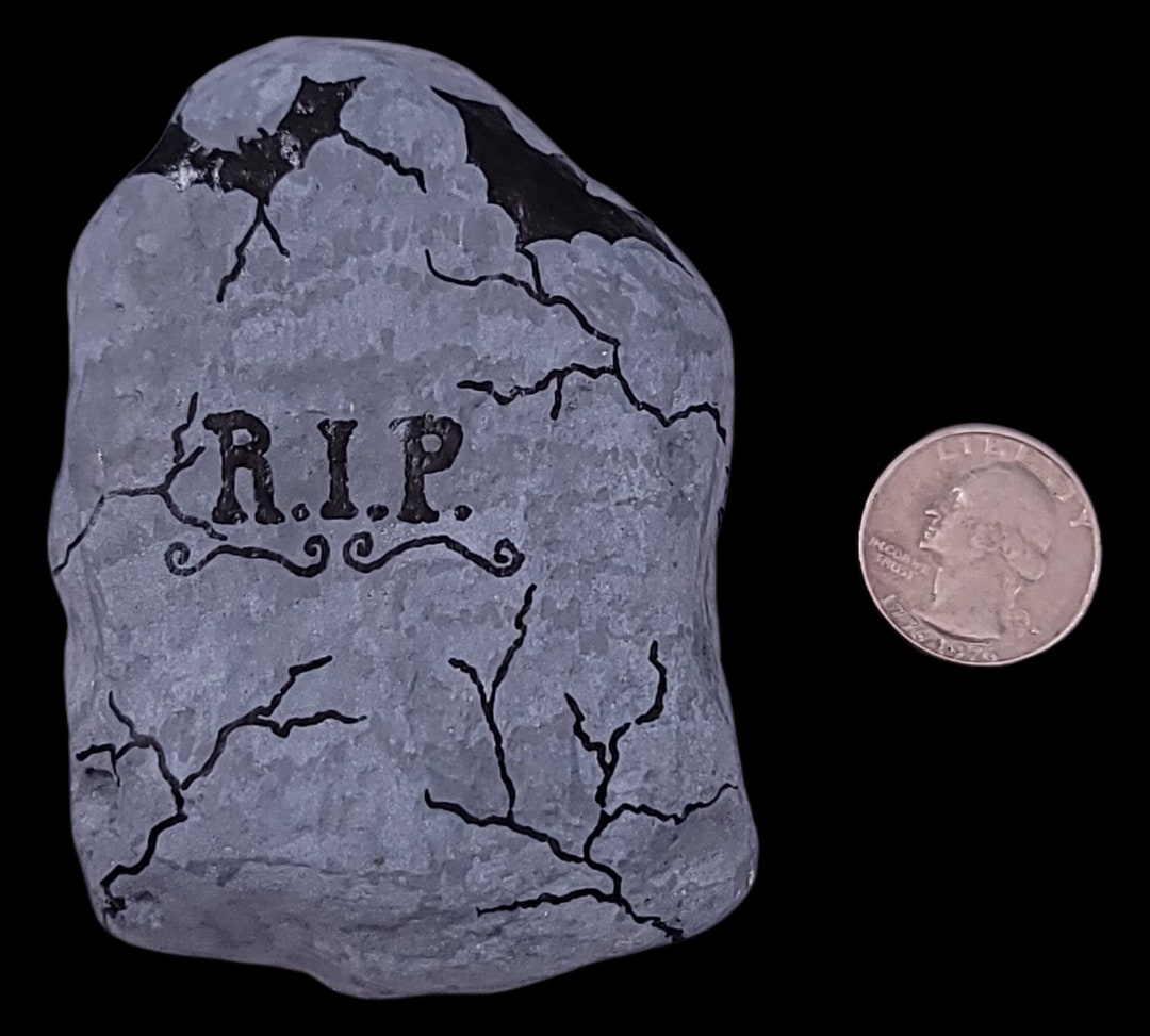 Hand Painted R.I.P. Tombstone Rock - Etsy