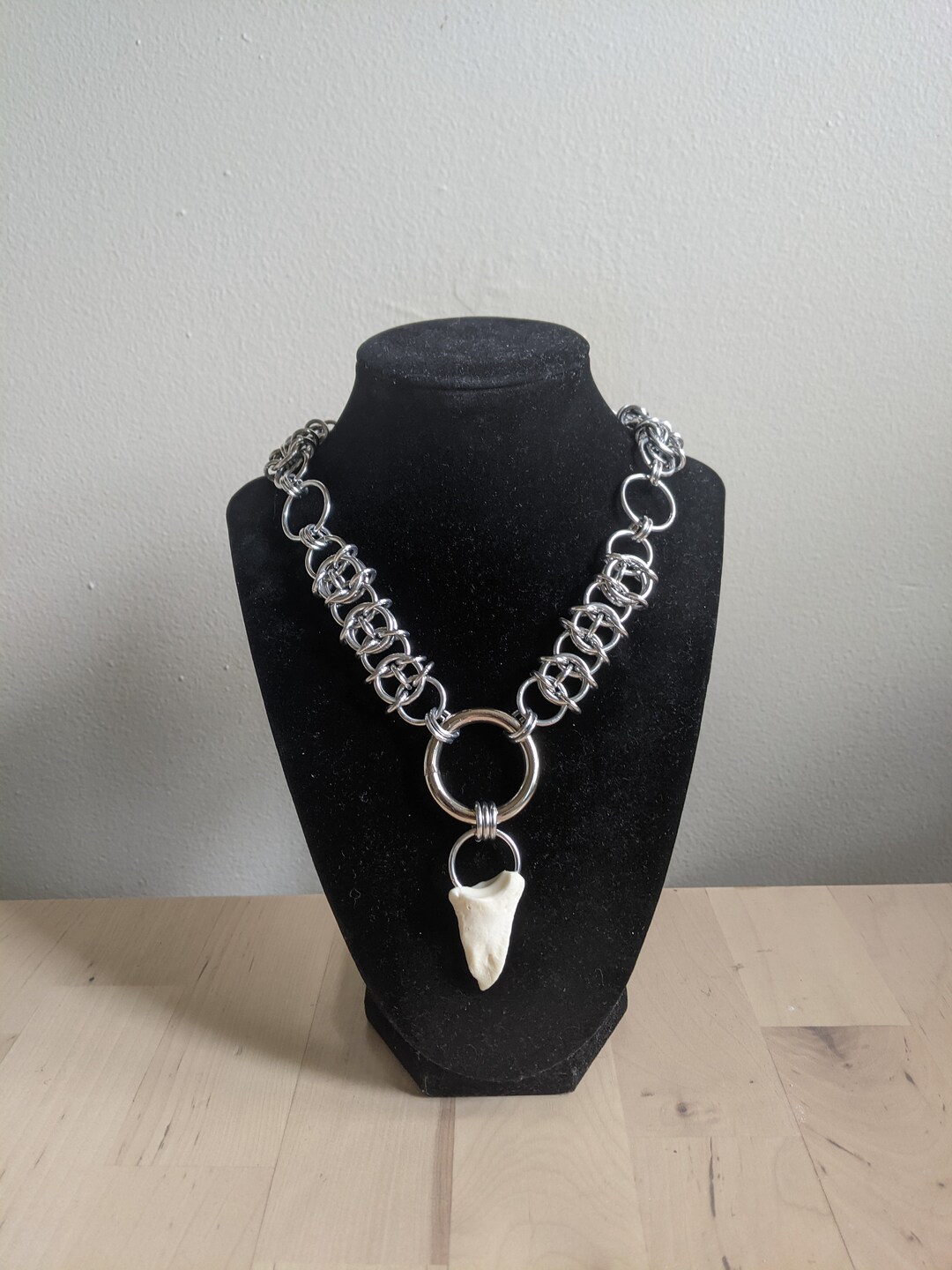 Handmade Celtic Visions Chainmail Necklace With Deer Coffin Bone - Etsy