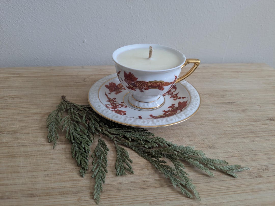 100% Soy Turmeric Ginger Candle Hand Poured in a Vintage Japanese Red ...