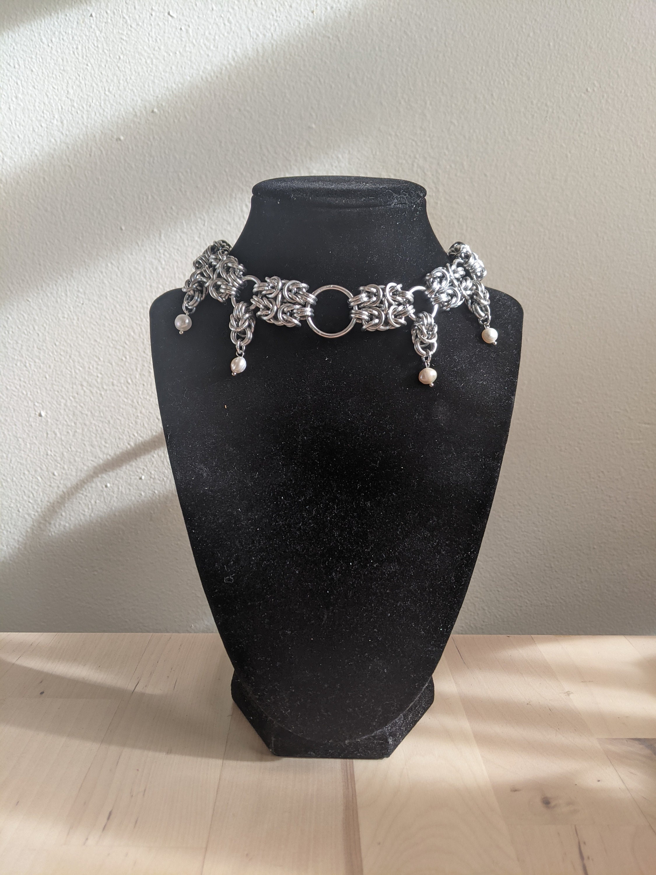 Handmade Byzantine Chainmail Choker With Freshwater Pearls - Etsy