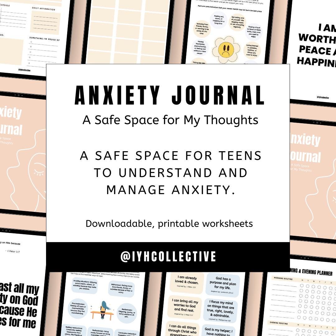 Teen Anxiety Journal, Mental Health Workbook PDF, Printable Self-care ...