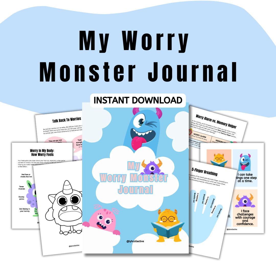 Kids Worry Monster Anxiety Worksheets, Downloadable, Printable CBT, PDF ...