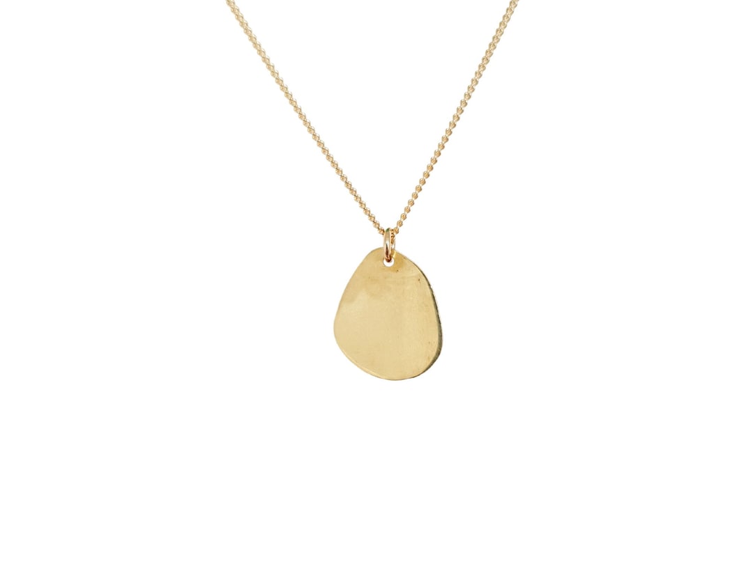 Organic Shape Pendant in Solid Gold or Sterling Silver, Can Be Engraved ...