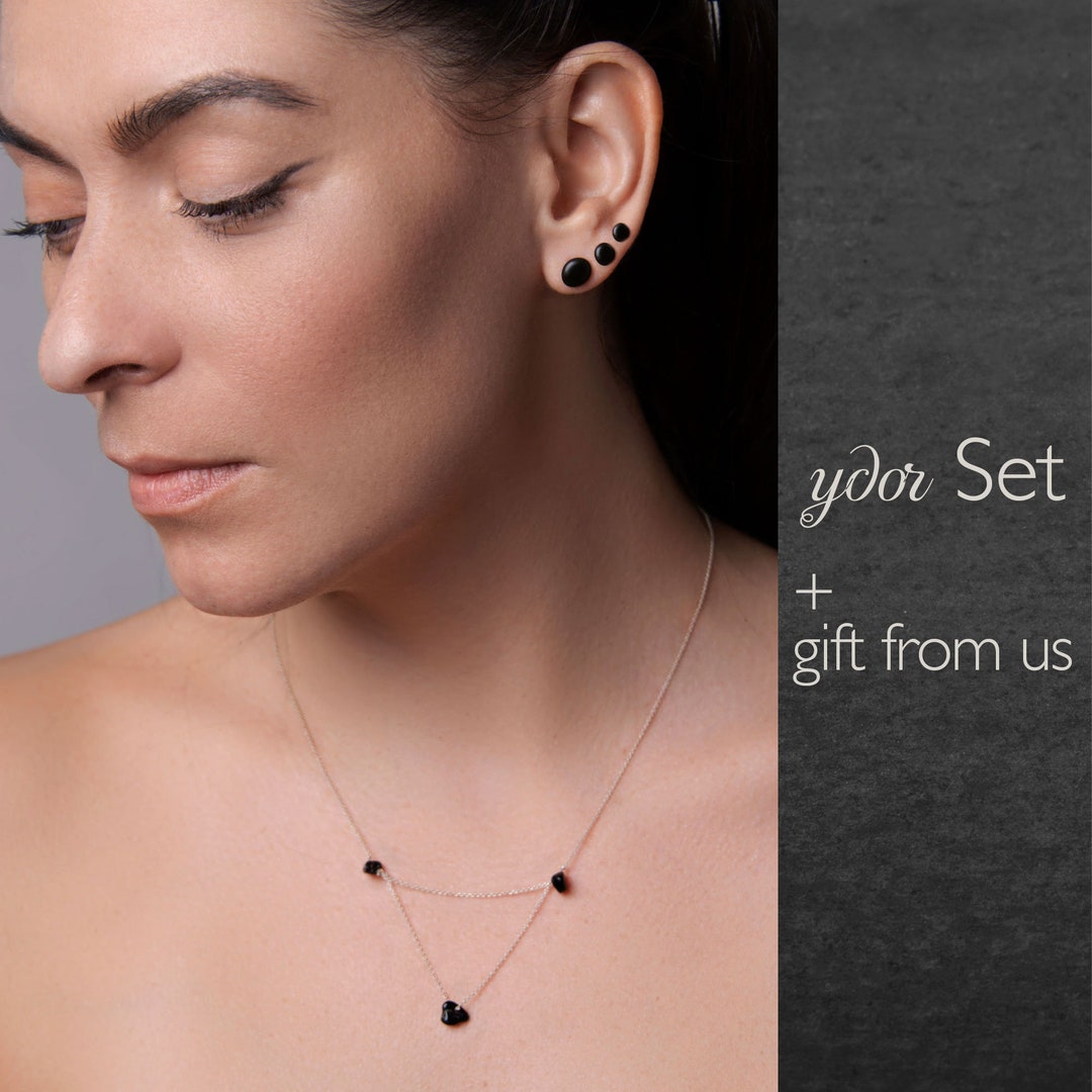 Jewelry Set Gift From Us_triangle Pebble Womens Silver Necklace With ...