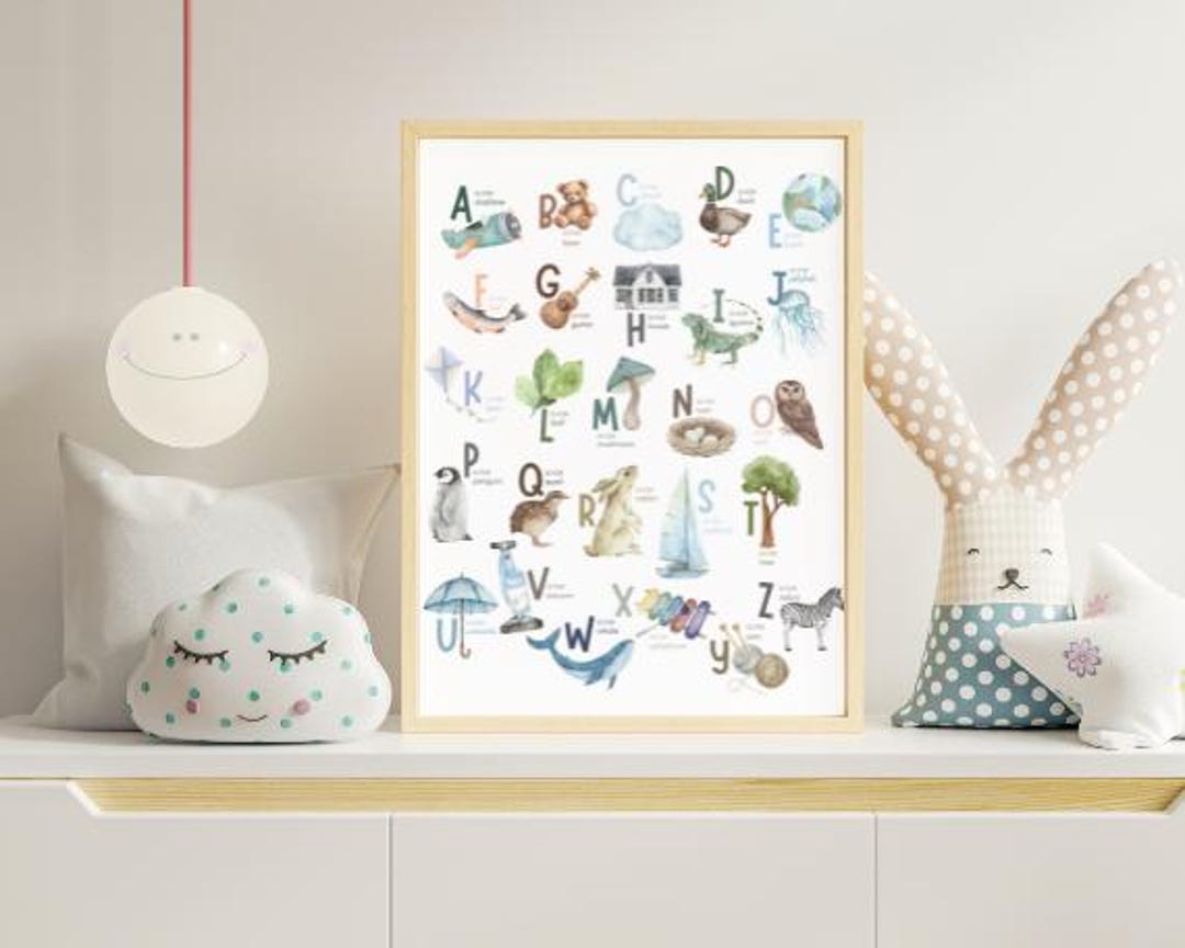 Neutral Alphabet Poster, Kids Room Artwork, Natural Colors, Aesthetic ...