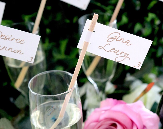 Flag Escort Card Stir Stick, Flag Escort Card Stirrer, Champagne Flute ...