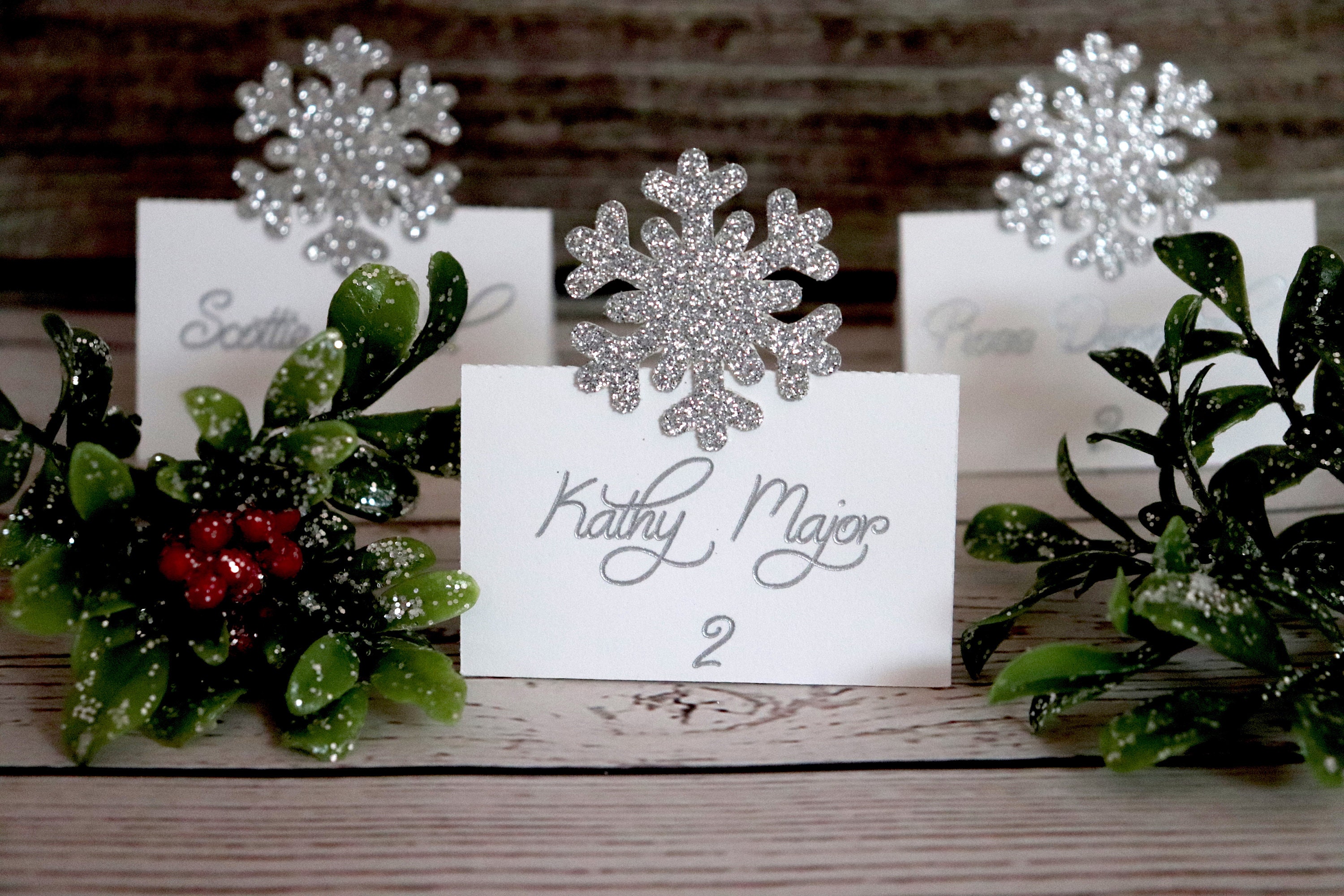 Winter Place Cards Snowflake Place Cards Winter Escort - Etsy