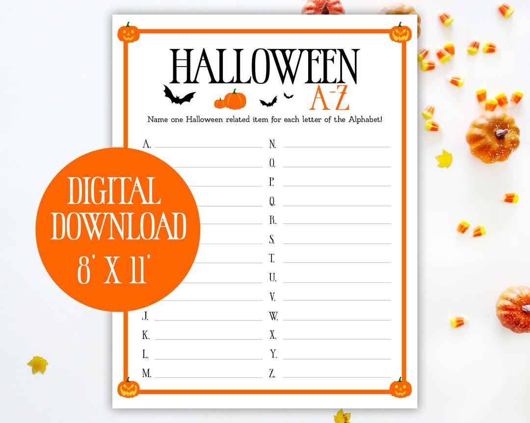 Halloween A-Z Game Printable, Digital Download, Instant Download ...