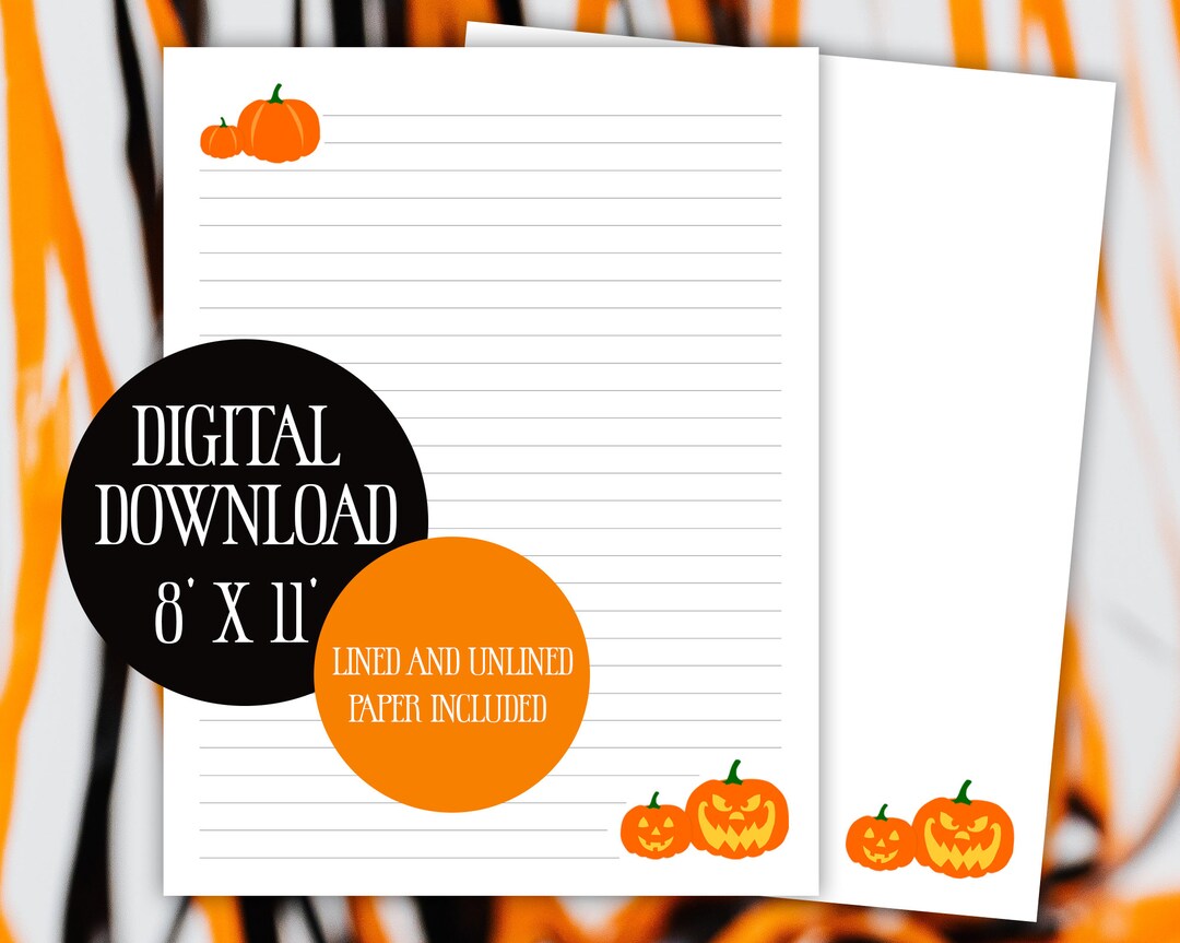 Halloween Stationery Printable, Digital Instant Download, Pumpkins ...