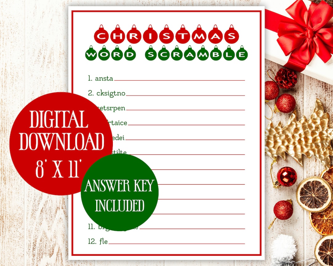 Christmas Word Scramble Printable, Digital Download, Instant Download ...