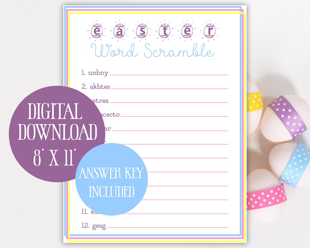 Easter Word Scramble Printable, Digital Download, Instant Download ...