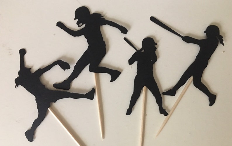 Women's Softball Theme Sports Party Birthday Cupcake Pick Toppers - Etsy