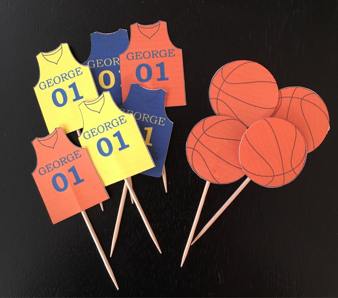 Personalized Basketball Theme Sports Party Birthday Cupcake Pick ...