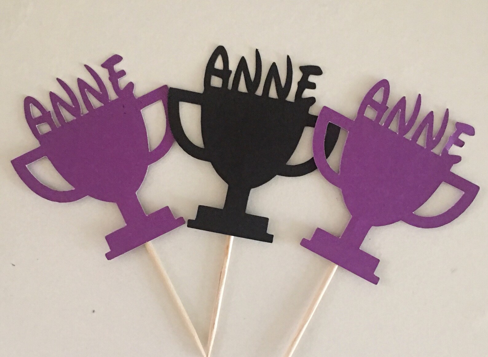 Personalized Trophy Party Birthday Cupcake Pick Toppers - Etsy