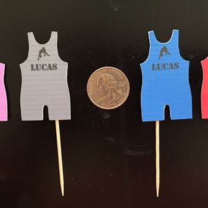 Personalized Wrestling Singlet Theme Sports Party Birthday Cupcake Pick ...
