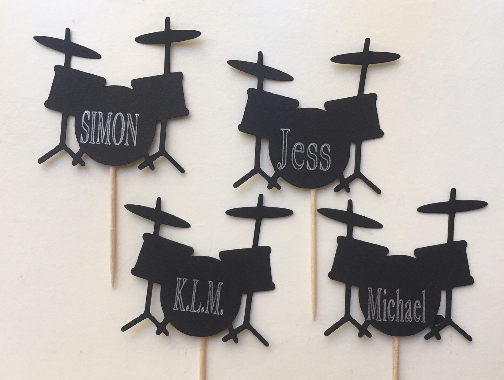 Personalized Drum Set/ Drums Party Birthday Cupcake Pick Toppers - Etsy